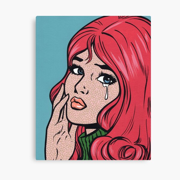 "Pink Crying Comic Girl" Canvas Print by turddemon | Redbubble