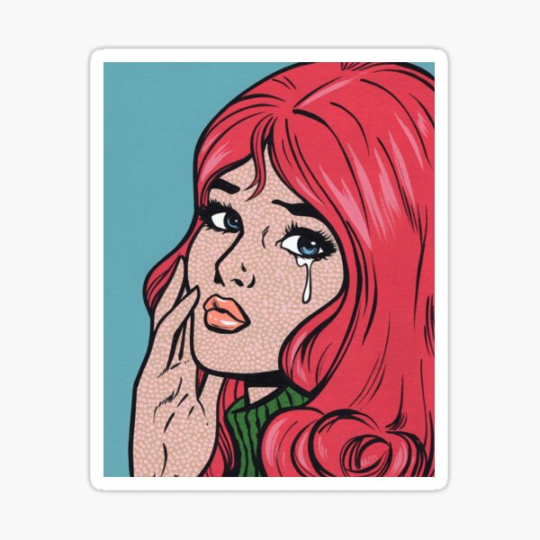 "Pink Crying Comic Girl" Sticker by turddemon | Redbubble