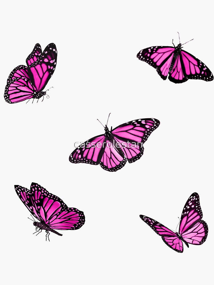 "Pink Butterflies Sticker Pack" Sticker for Sale by casserolestan ...