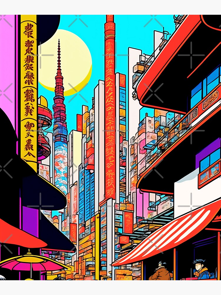 "tokyo digital art frame" Sticker for Sale by Uzumaki69 | Redbubble