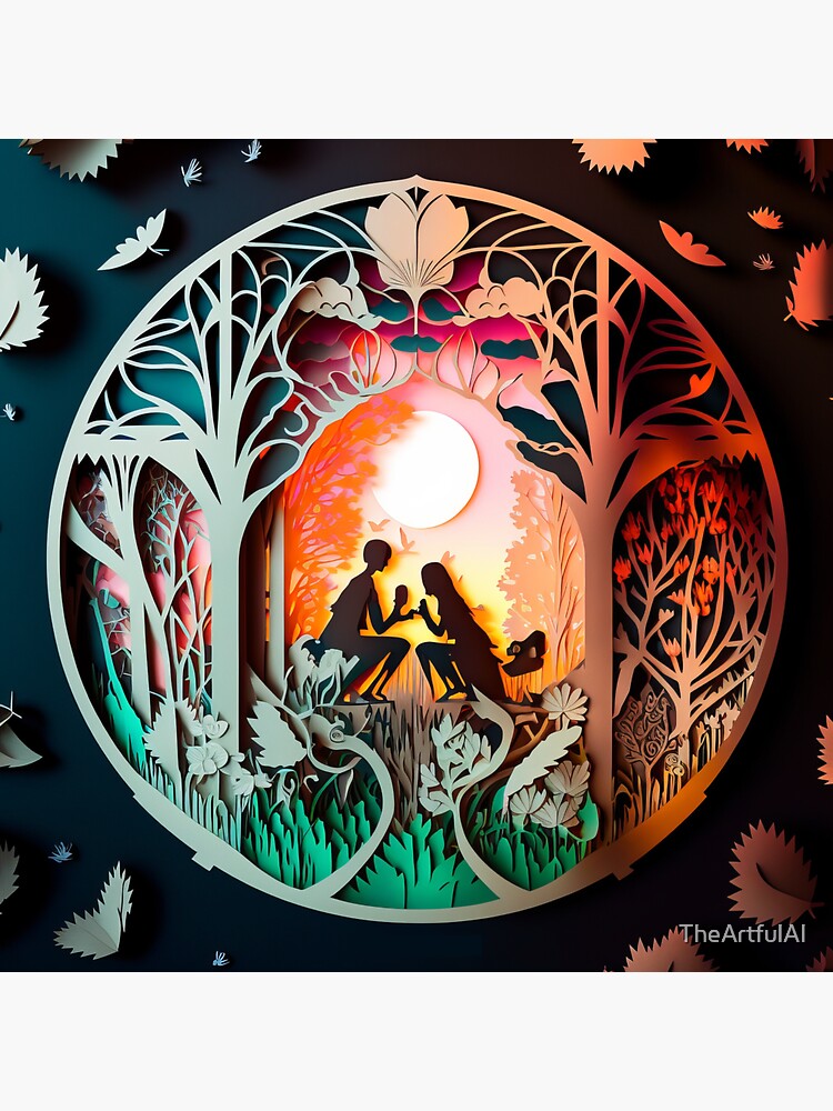 "3D Effect Papercut Art - Fairytale Scene" Sticker for Sale by ...
