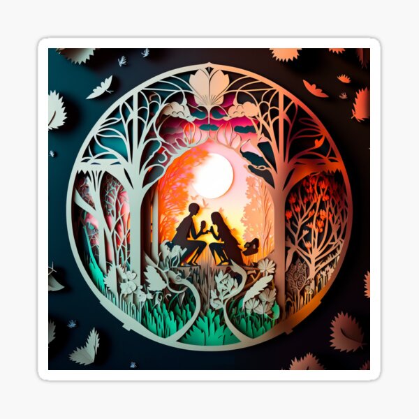 "3D Effect Papercut Art - Fairytale Scene" Sticker for Sale by ...