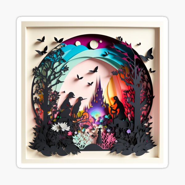 "3D Effect Papercut Art - Fairytale Scene" Sticker for Sale by ...