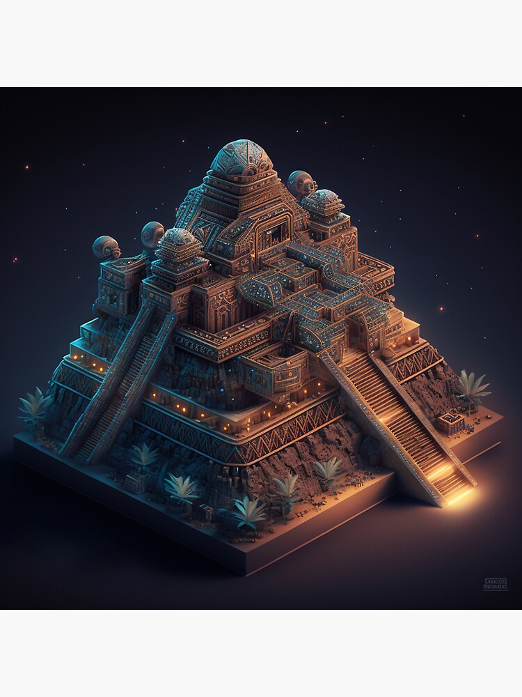 "aztec pyramid futuristic" Sticker for Sale by jaimebien | Redbubble