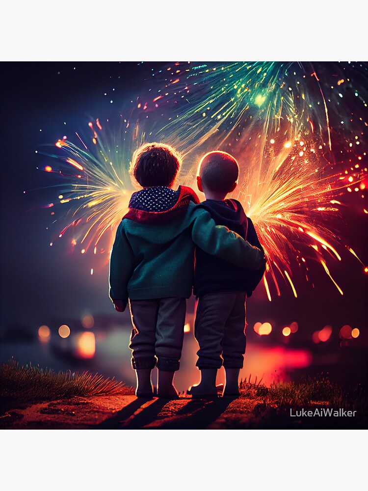 "Brothers and Fireworks" Sticker for Sale by LukeAiWalker | Redbubble