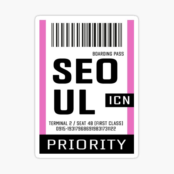 "Seoul Boarding Pass Pink" Sticker for Sale by spooknik | Redbubble