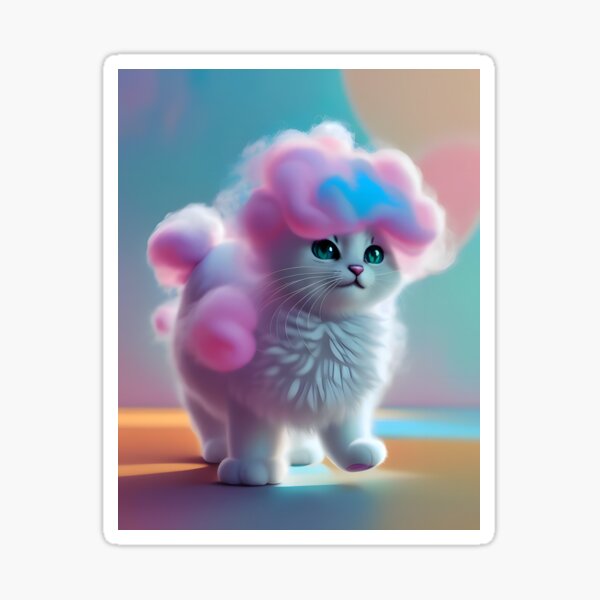 "Cotton Candy Cat - Modern Digital Art" Sticker for Sale by Ai-michiart ...