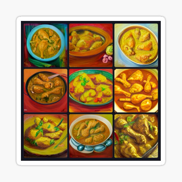 "Curried Chicken art pack" Sticker for Sale by CinderPress | Redbubble