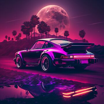 "Porsche Wall Art Full Moon Synthwave" Poster for Sale by VagabondTees ...