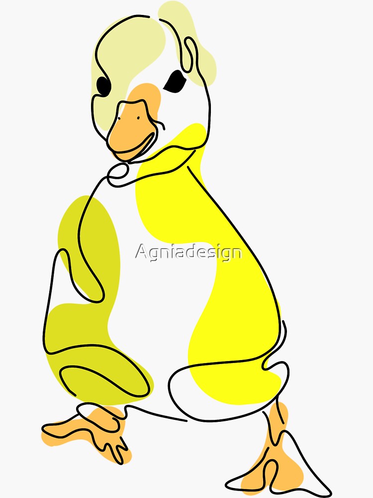 "aesthetic lineart Little duck" Sticker for Sale by Agniadesign | Redbubble