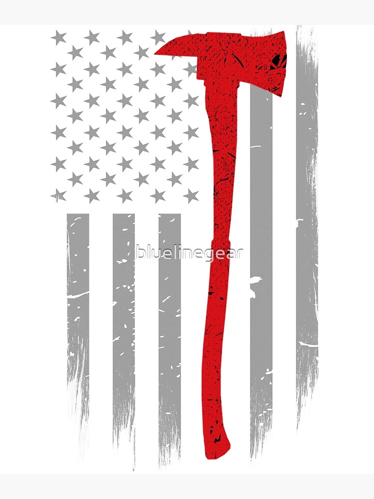 "Thin Red Line Axe Firefighter Flag" Photographic Print by bluelinegear ...