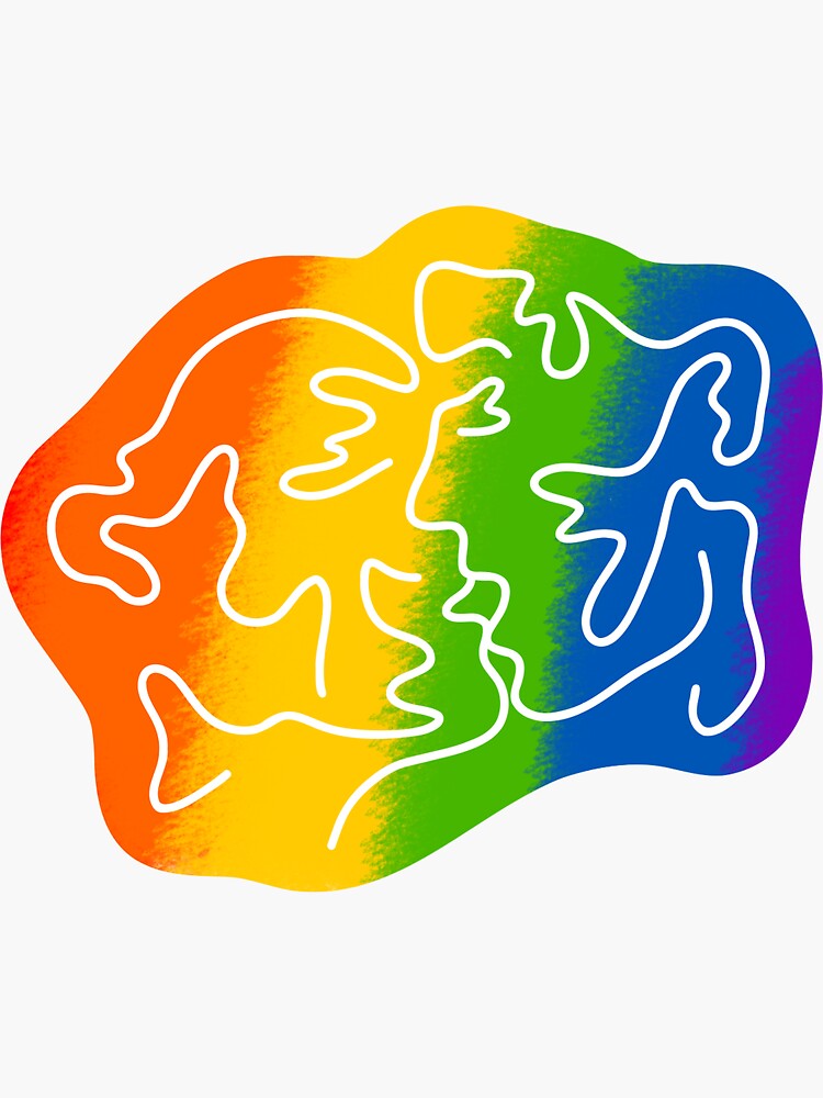 "Gender-Neutral Kiss (Rainbow Background Sticker)" Sticker for Sale by ...