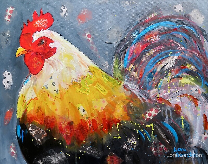 "Calico Rooster" by Lora Garcelon | Redbubble