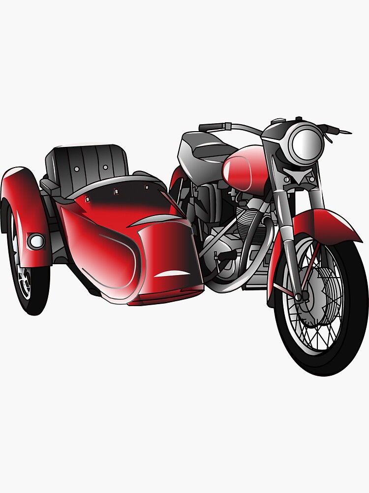 "Sidecar motorcycle cartoon illustration " Sticker for Sale by ...