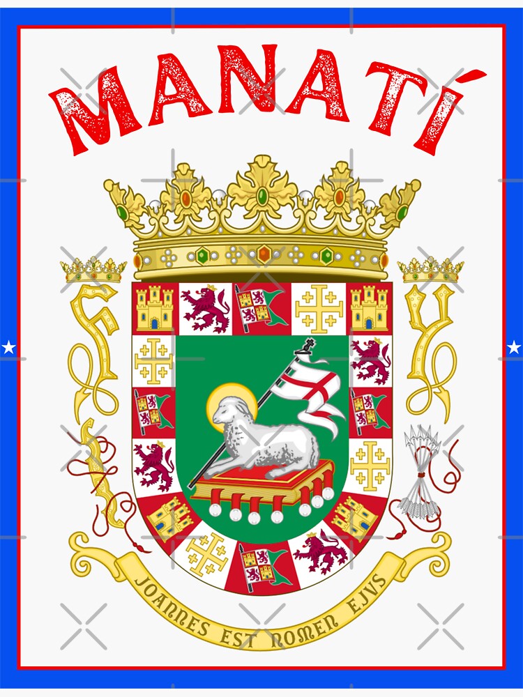 "Puerto Rico Coat of Arms Manatí" Sticker for Sale by FedSherDesign ...