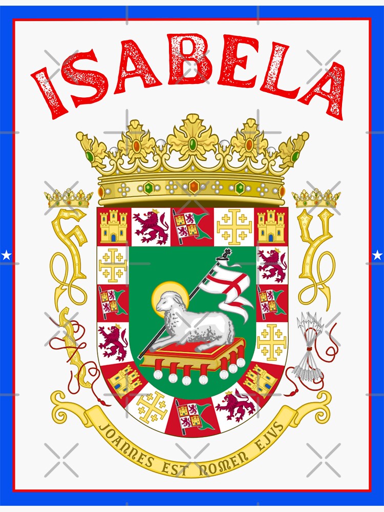 "Puerto Rico Coat of Arms Isabela" Sticker for Sale by FedSherDesign ...
