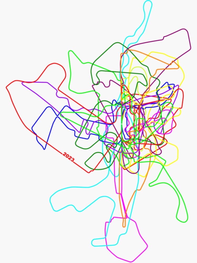 "NEW 2023 design - F1 circuits 2023 - rainbow pattern " Sticker for ...