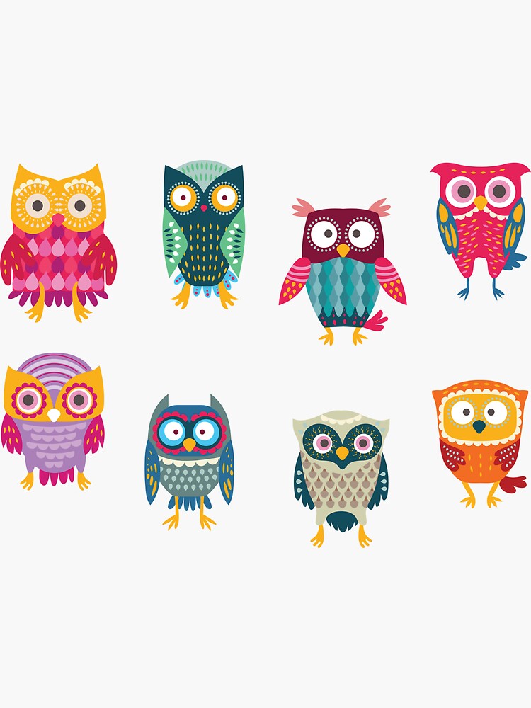 "Owl stickers" Sticker for Sale by SouthPrints | Redbubble