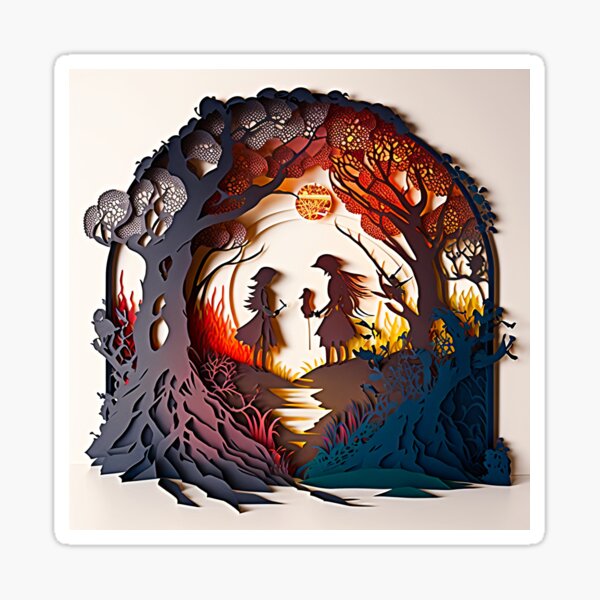 "3D Effect Papercut Art - Fairytale Scene" Sticker for Sale by ...