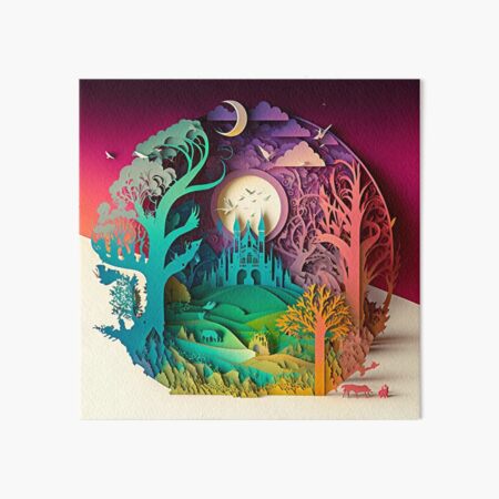 "3D Effect Papercut Art - Fairytale Scene" Art Board Print for Sale by ...