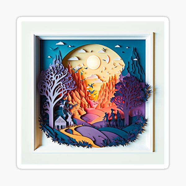 "3D Effect Papercut Art - Fairytale Scene" Sticker for Sale by ...