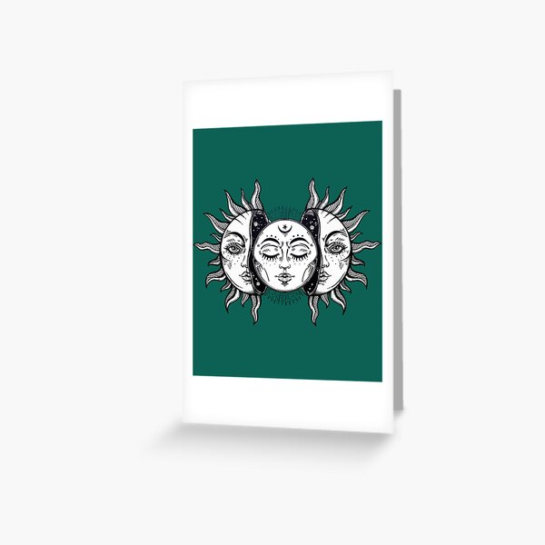 "Vintage Solar Eclipse Sun and Moon " Greeting Card for Sale by ...