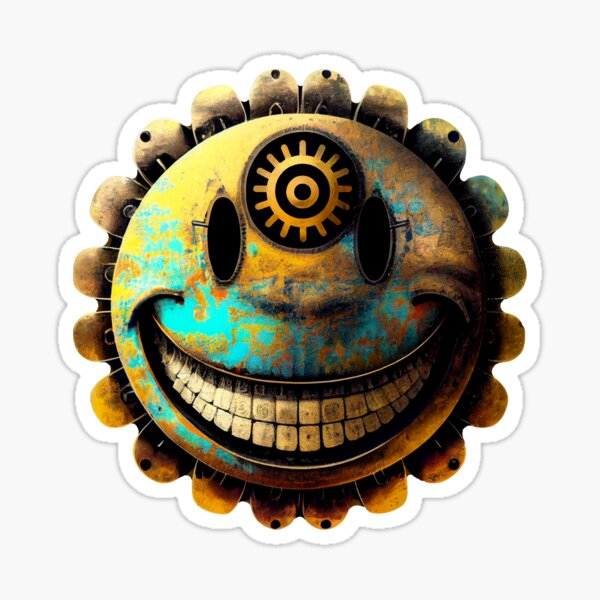 "Steampunk Happy Smiling Face Emoticon Design" Sticker for Sale by ...