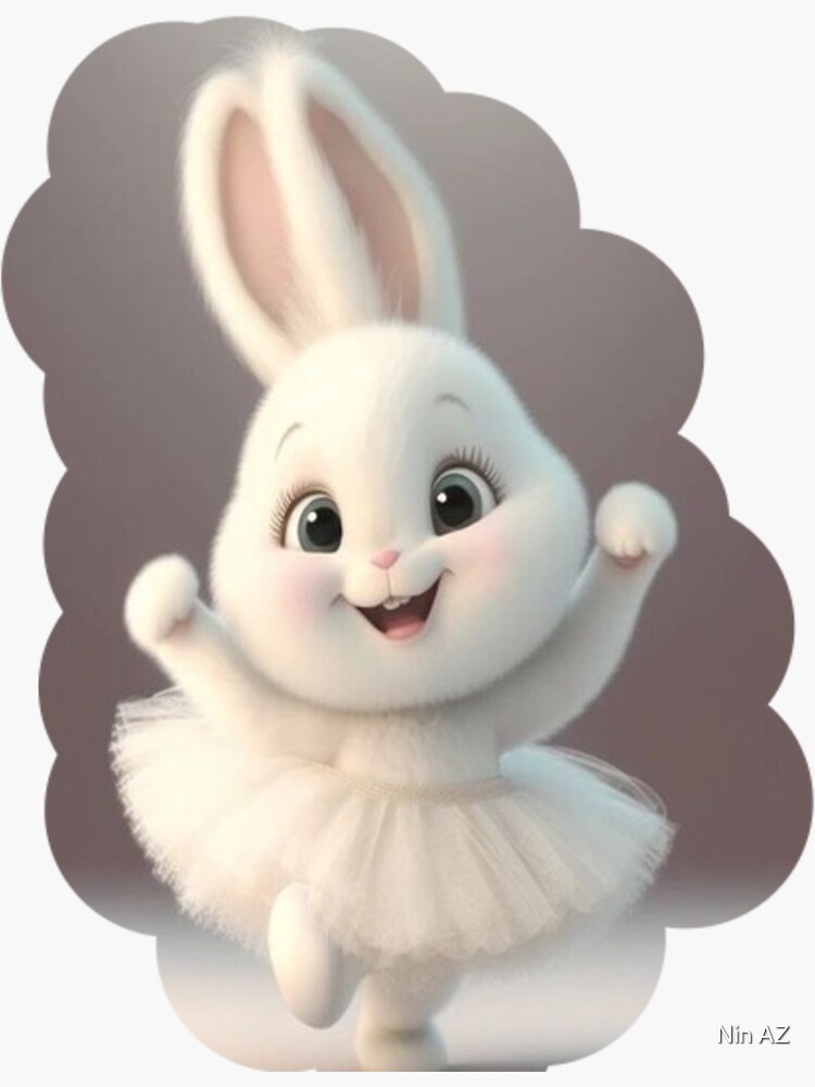 " Cute animals cute bunny with a white dress" Sticker for Sale by NIN ...