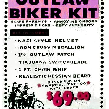 "Outlaw Biker 'Kit' (advert from comic- 70's)" Sticker for Sale by ...
