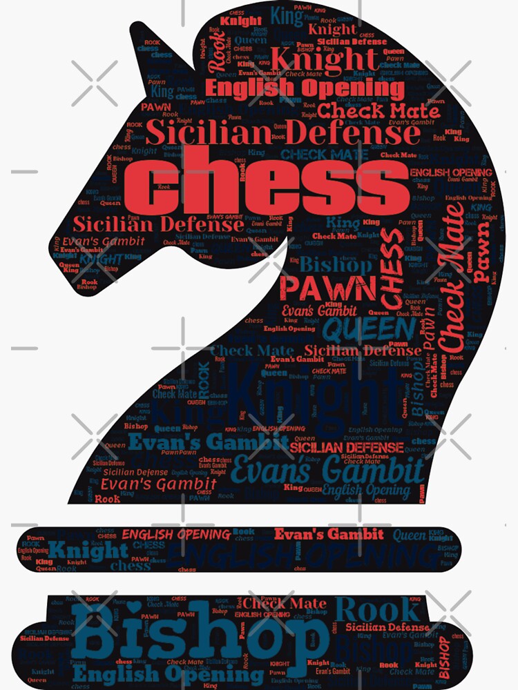 "Chess Piece Knight - Word Cloud" Sticker for Sale by ShreecreatE | Redbubble