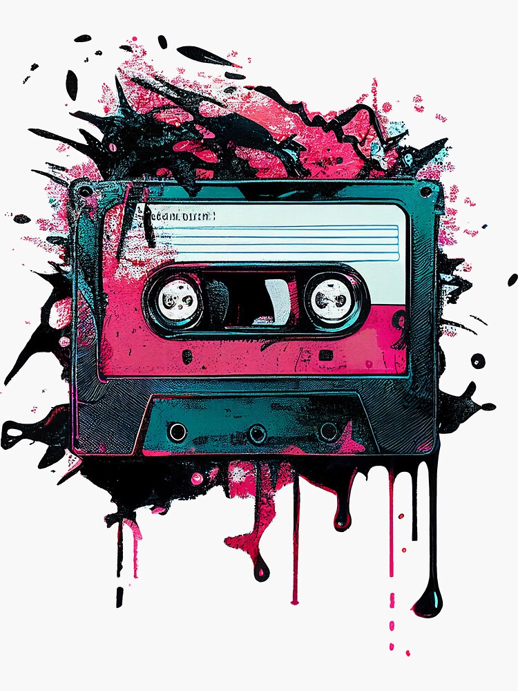 "Old-school Cassette Tape in Ink Art" Sticker for Sale by Marcel Iseli | Redbubble