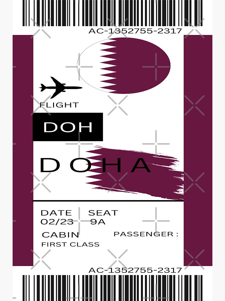 "Doha Qatar boarding pass template" Sticker for Sale by YusraAiman ...