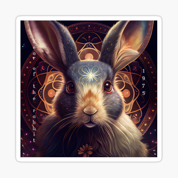 "Year of the Rabbit 1975 dark background" Sticker for Sale by art8085 ...