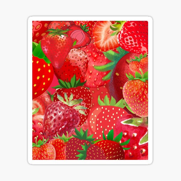 "Strawberries" Sticker for Sale by Lukaschwookie | Redbubble