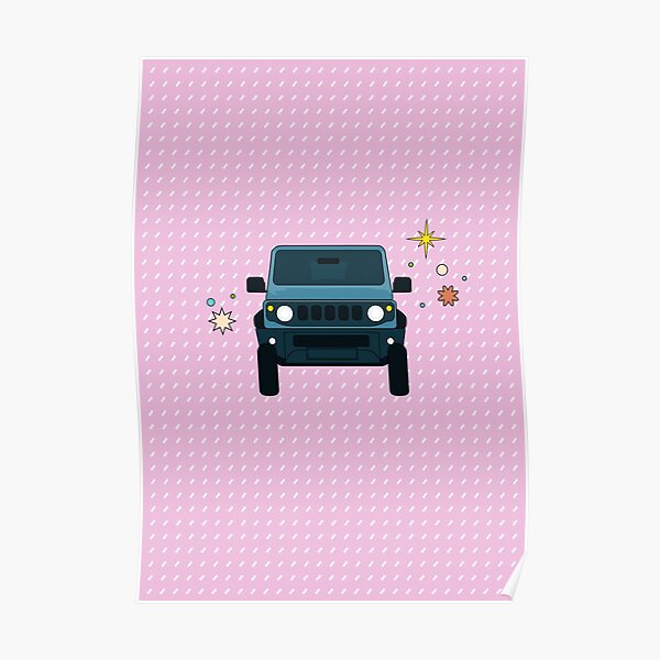 Brisk Blue Suzuki Jimny Pink Dotted Pattern Poster For Sale By Stoicjimny Redbubble