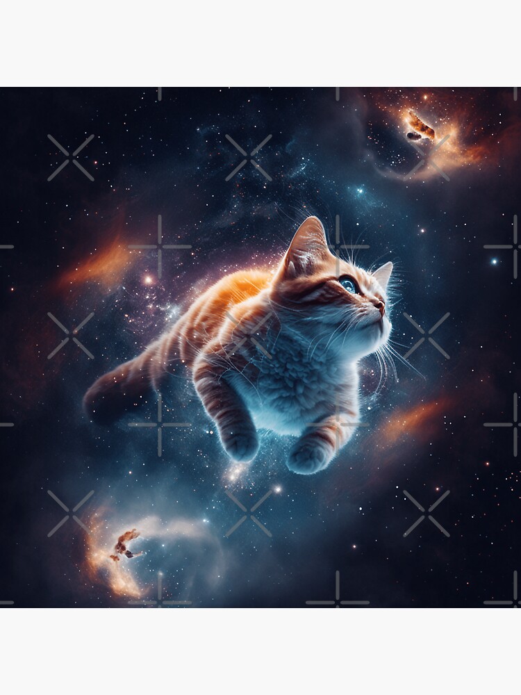 "Cat Floating in Space" Sticker for Sale by AtesDesigns | Redbubble