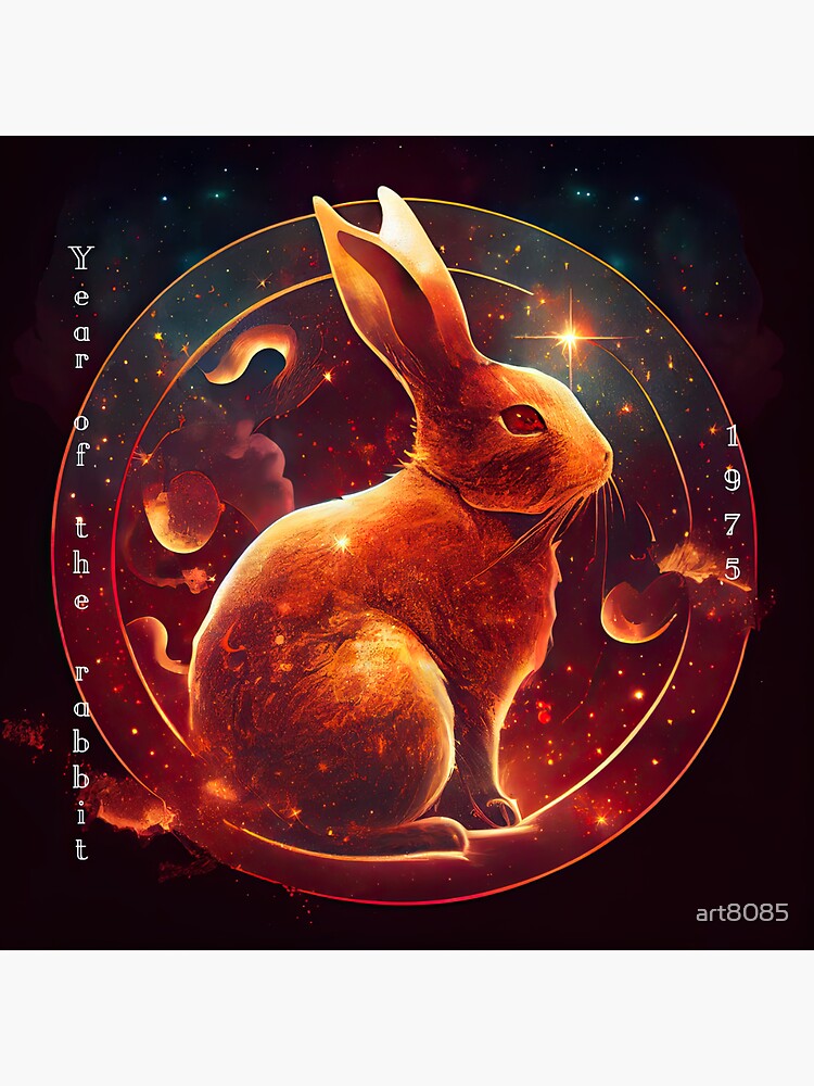"Year of the Rabbit 1975 glowing red galaxy" Sticker for Sale by ...