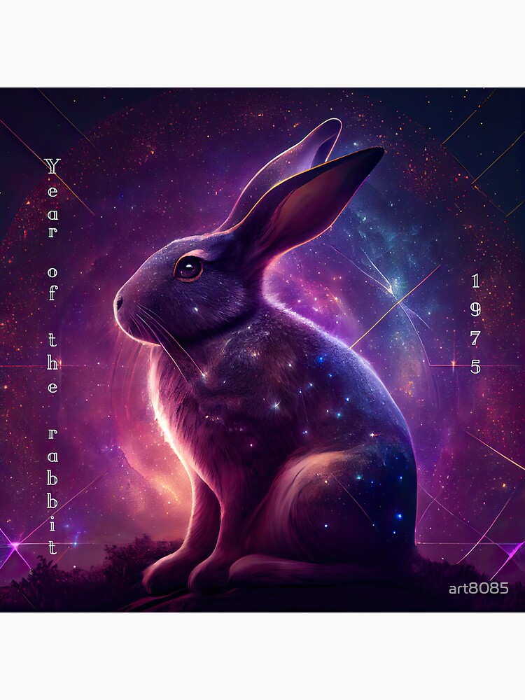 "Year of the Rabbit 1975 in purple galaxy" Sticker for Sale by art8085 ...