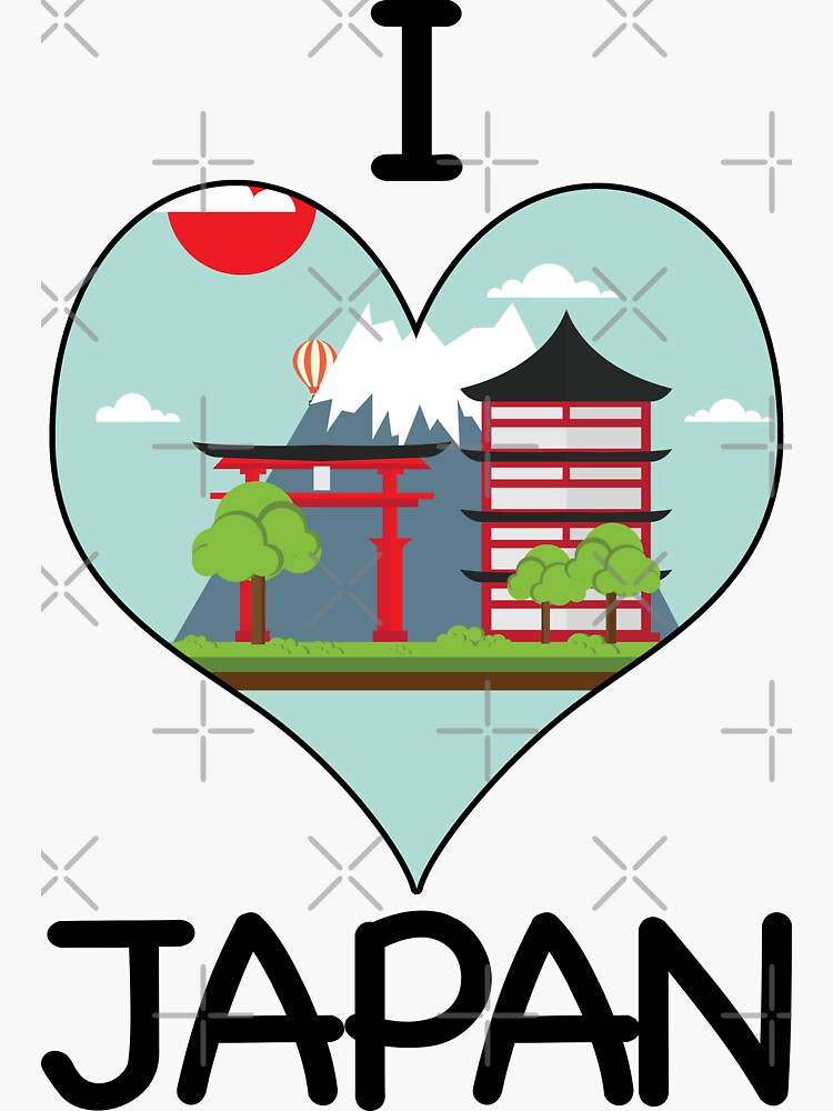 "I LOVE JAPAN" Sticker for Sale by Luna-May | Redbubble