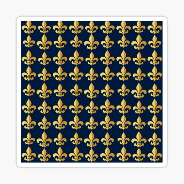 "Fleur-de-lis -French Fleur Golden & Blue Mix Pattern Design" Sticker ...