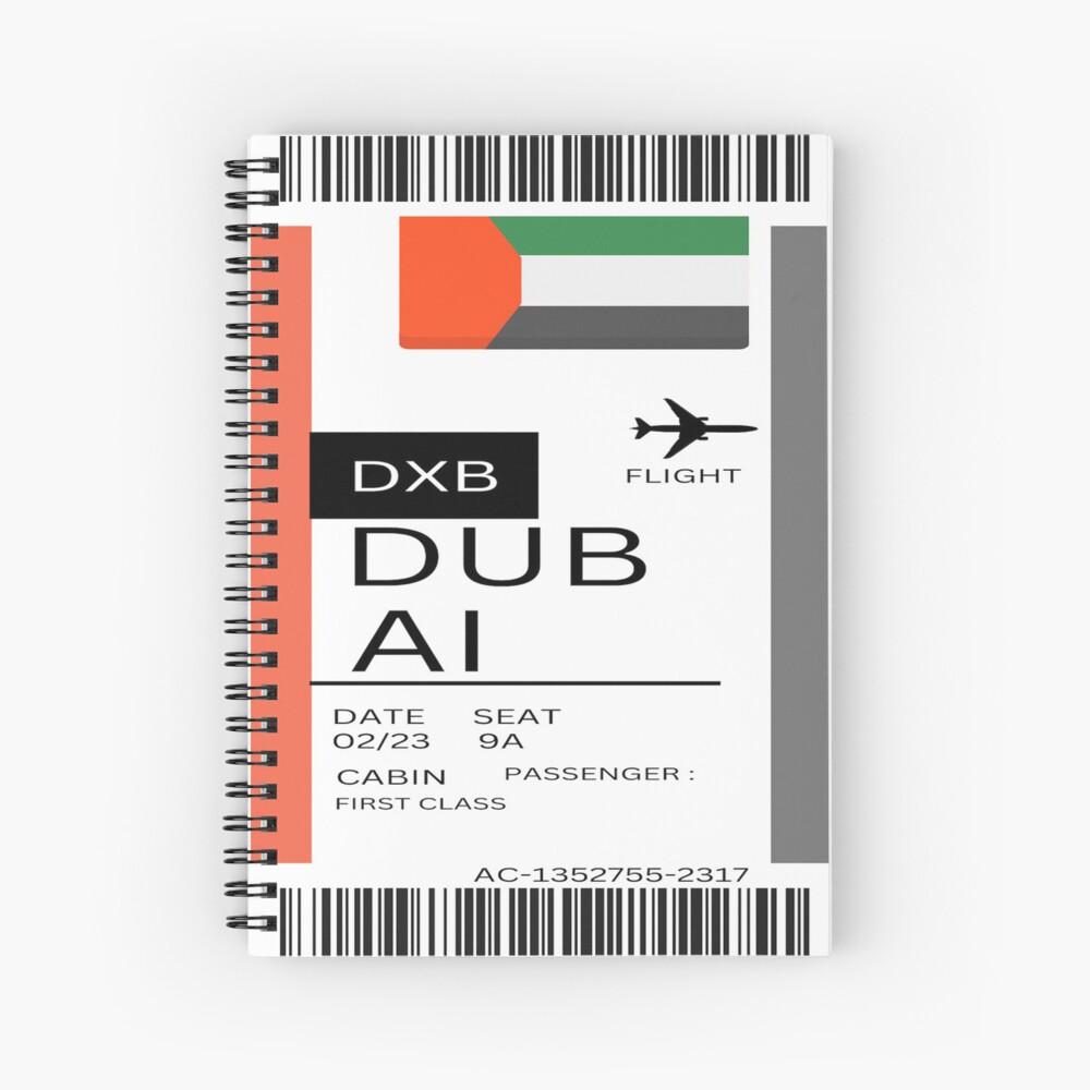"Dubai UAE boarding pass template flight destination ticket" Spiral ...