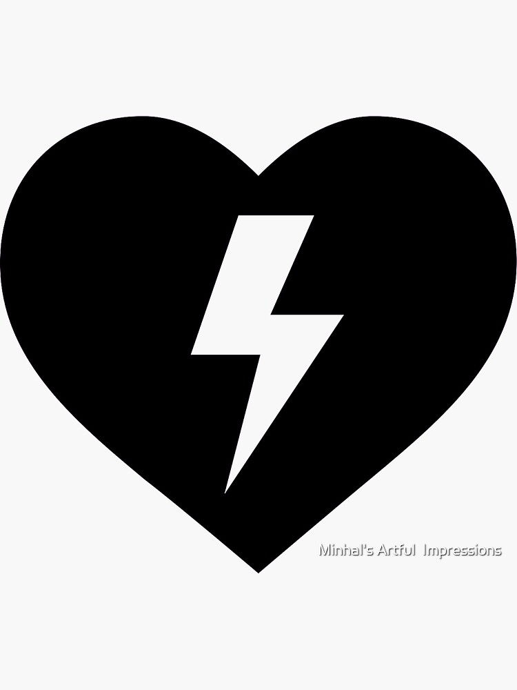 "Black Heart Flash" Sticker for Sale by MRKDesigns110 | Redbubble