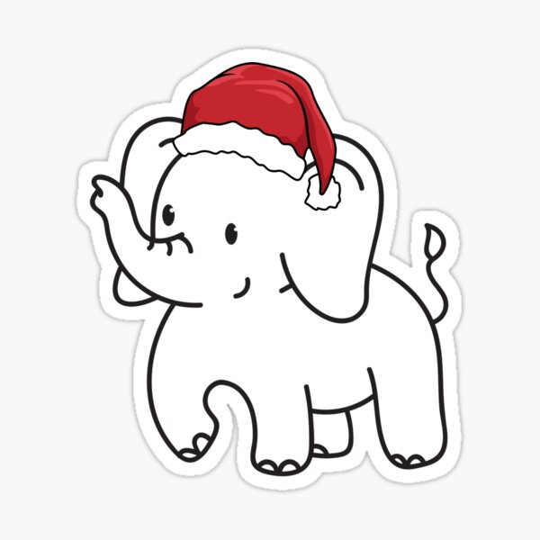 "White Elephant Santa Hat Christmas White Elephant Gift Gear" Sticker ...