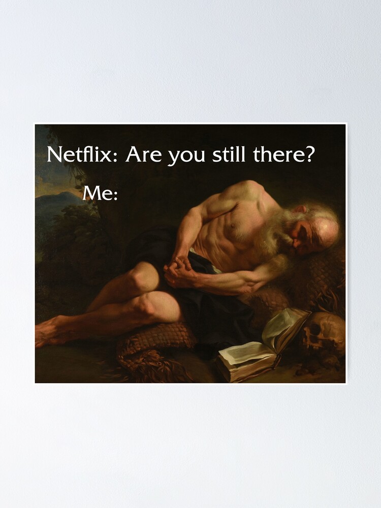 "Funny Classical Art Meme - Watching TV" Poster for Sale by Salukeart ...