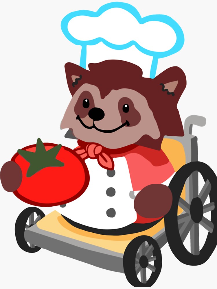 "Overcooked wheelchair raccoon chef" Sticker for Sale by HyperCultes ...
