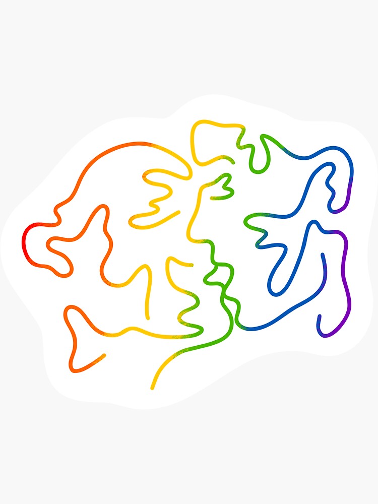 "Gender-Neutral Kiss (Rainbow Line Sticker)" Sticker for Sale by ...