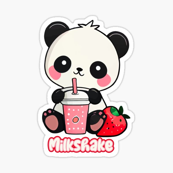 "Panda cute adorable milkshake bubble tea boba strawberry kawaii anime ...