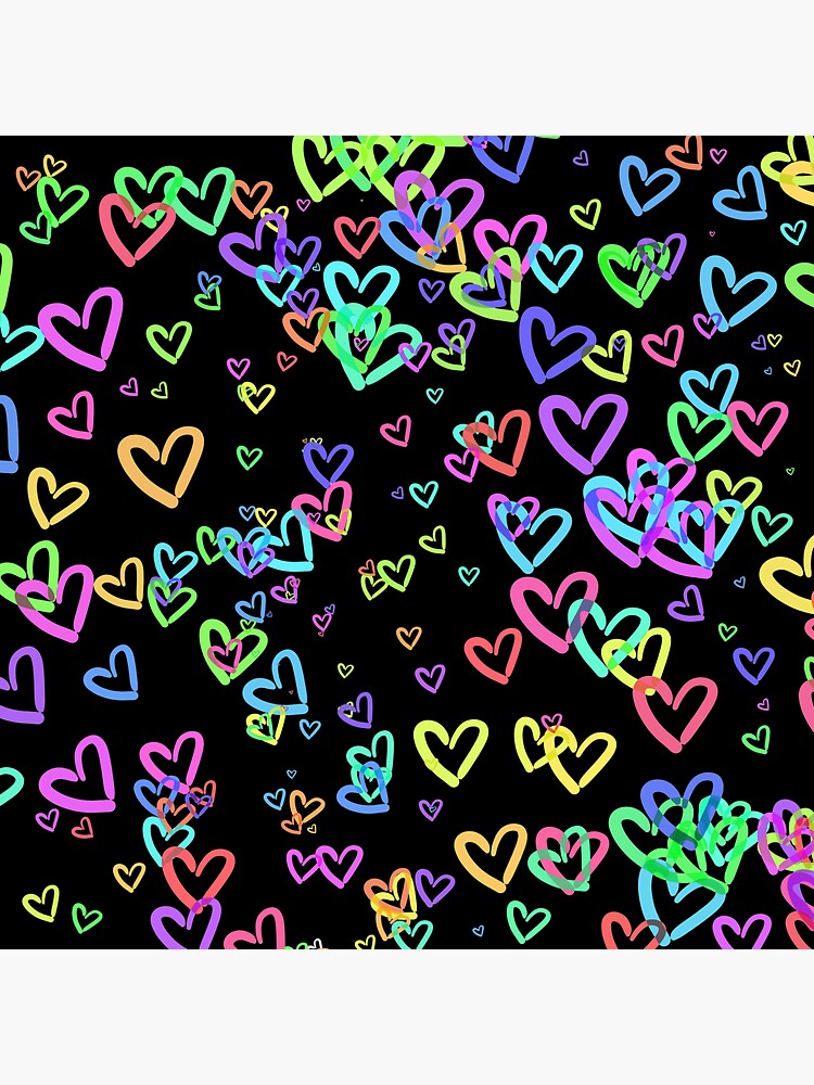 "Rainbow Hearts - black background" Sticker for Sale by FinapplePudding ...