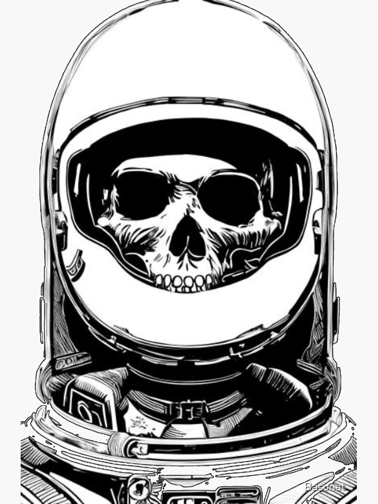 "Stunning BW Skull Astronaut" Sticker for Sale by Basunat | Redbubble