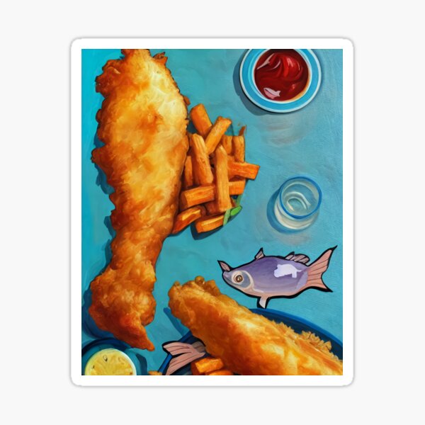 "Fish and Chips I" Sticker for Sale by TheGardenArtist | Redbubble
